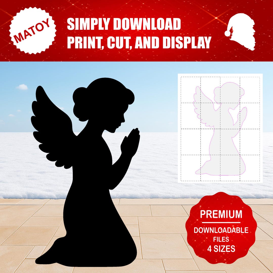 Praying Angel Silhouette | Trace & Cut Template (digital Download) - Etsy
