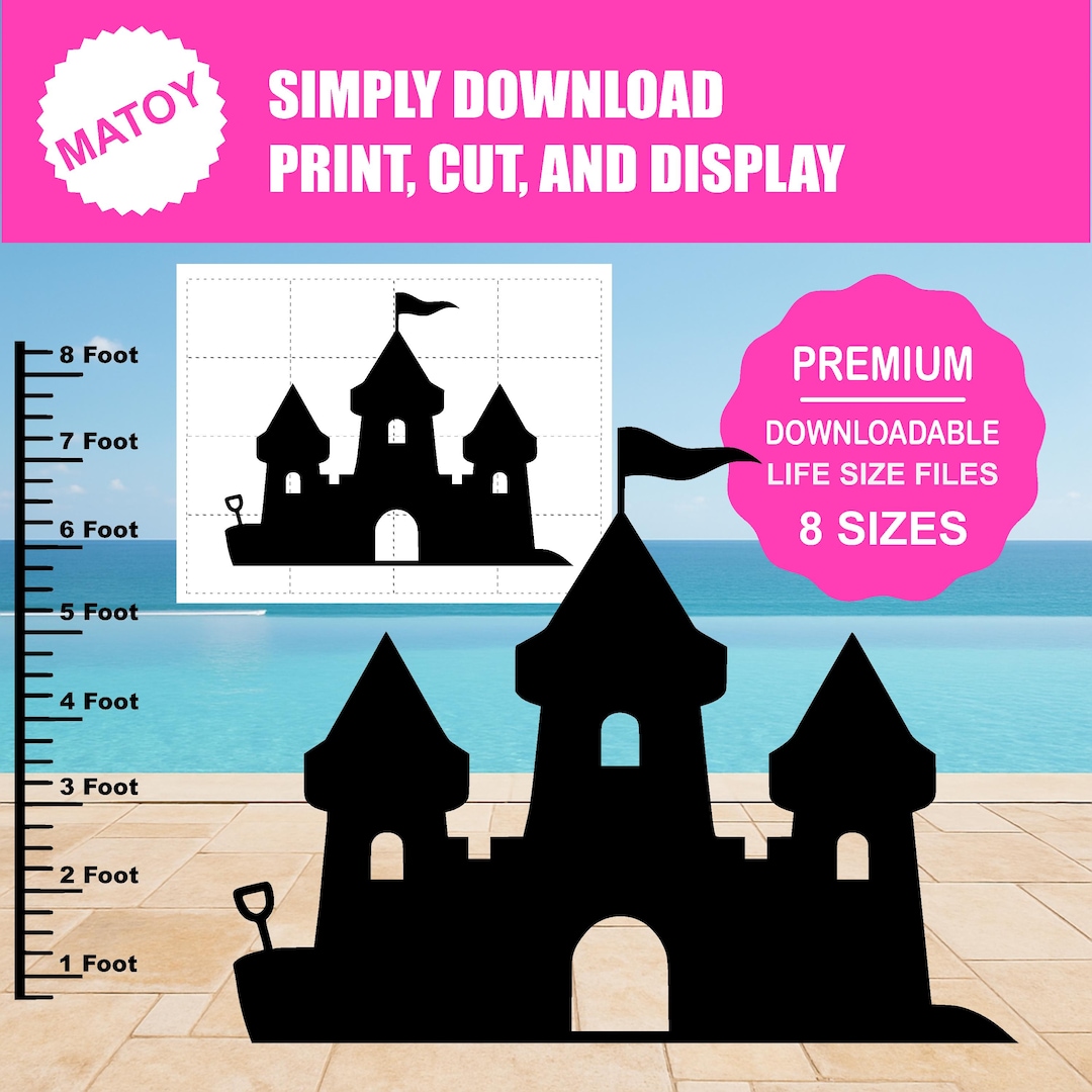 Sandcastle Silhouette | Printable Party & Decor Template (digital ...