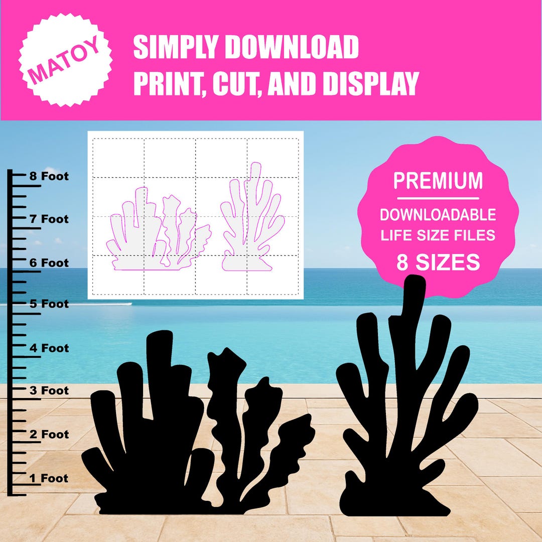 Coral Reef Silhouette Templates | Printable Trace and Cut Pool Party ...