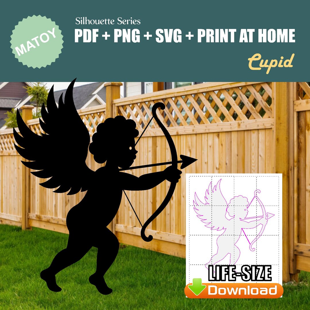 Cupid Valentines Yard Art Pattern | Trace & Cut Silhouette Stencil ...
