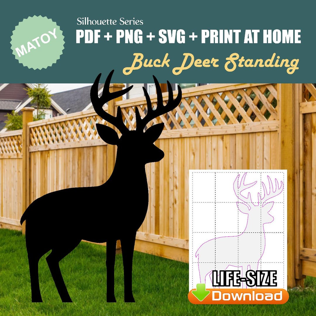 Buck Deer Standing Yard Art Pattern | Trace & Cut Silhouette Stencil ...