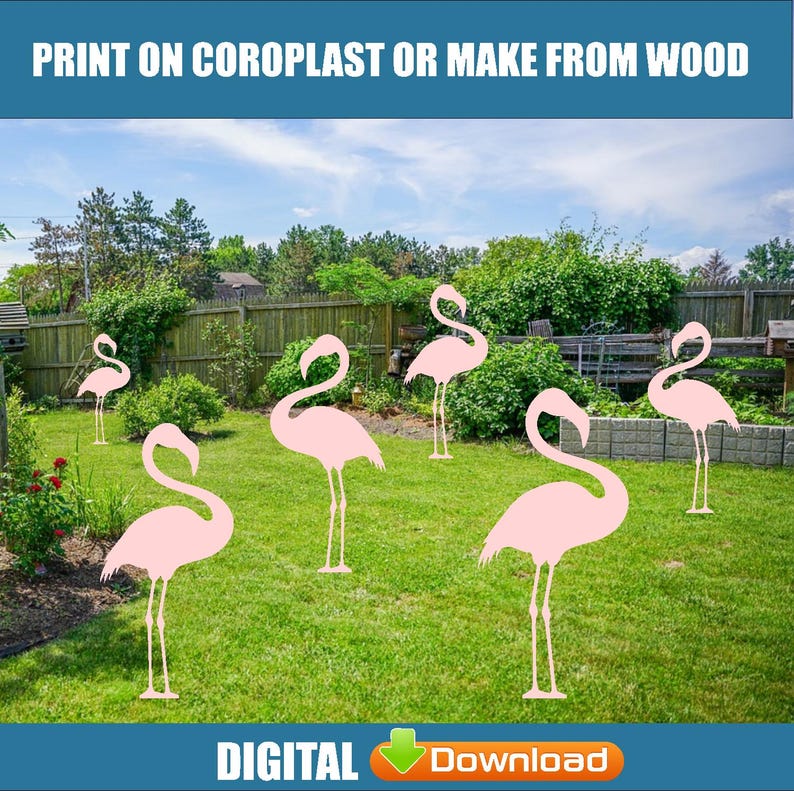 Flamingo Yard Art Pattern | Trace & Cut Silhouette Stencil | Outdoor ...