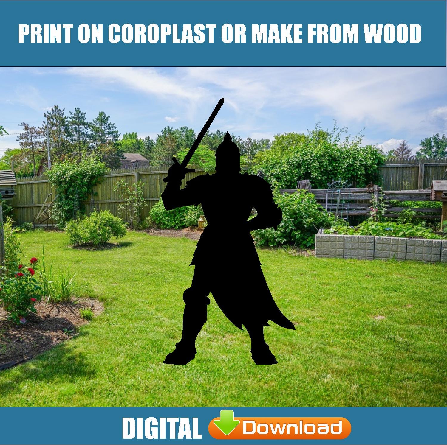 Medieval Knight Yard Art Pattern | Trace & Cut Silhouette Stencil ...