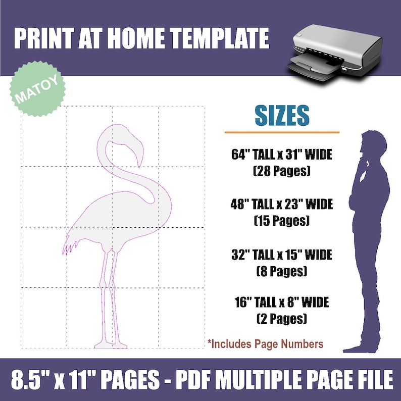 Flamingo Yard Art Pattern | Trace & Cut Silhouette Stencil | Outdoor ...