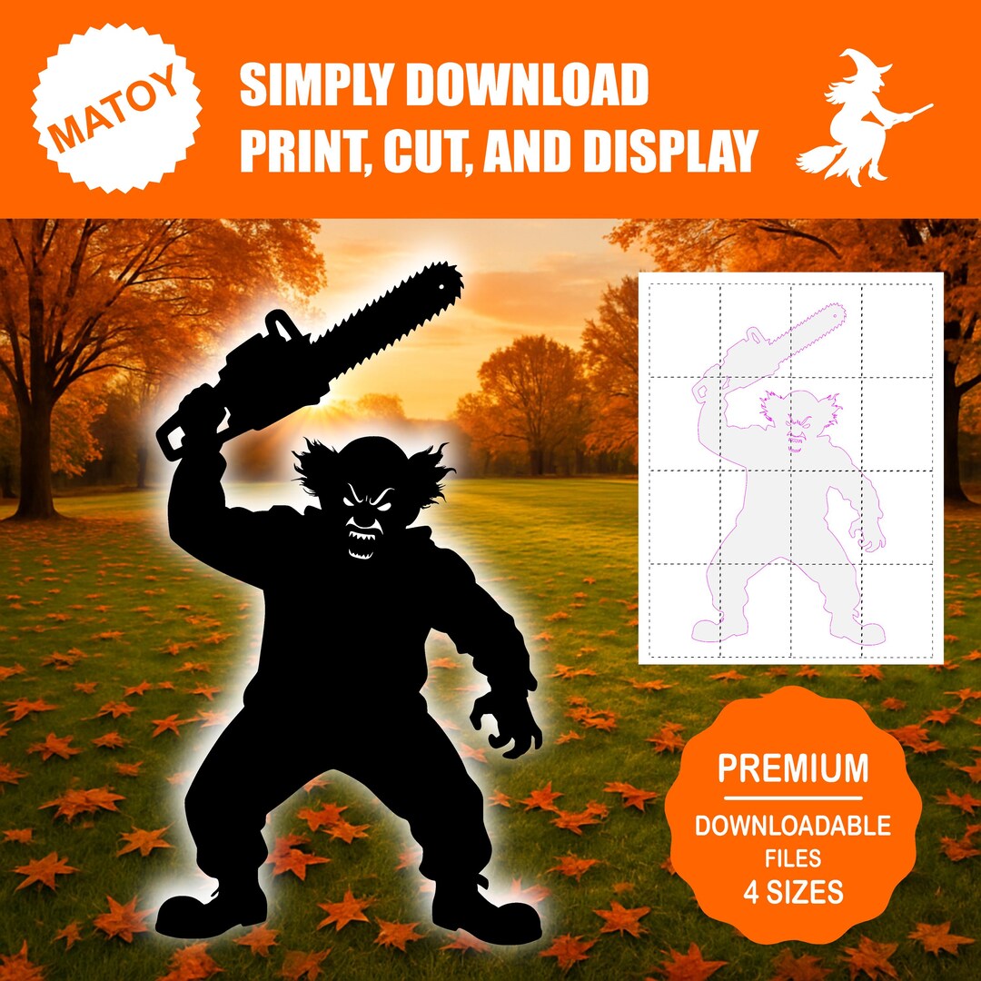 Chainsaw Clown Halloween Party and Wall Decor | Printable Life-size ...