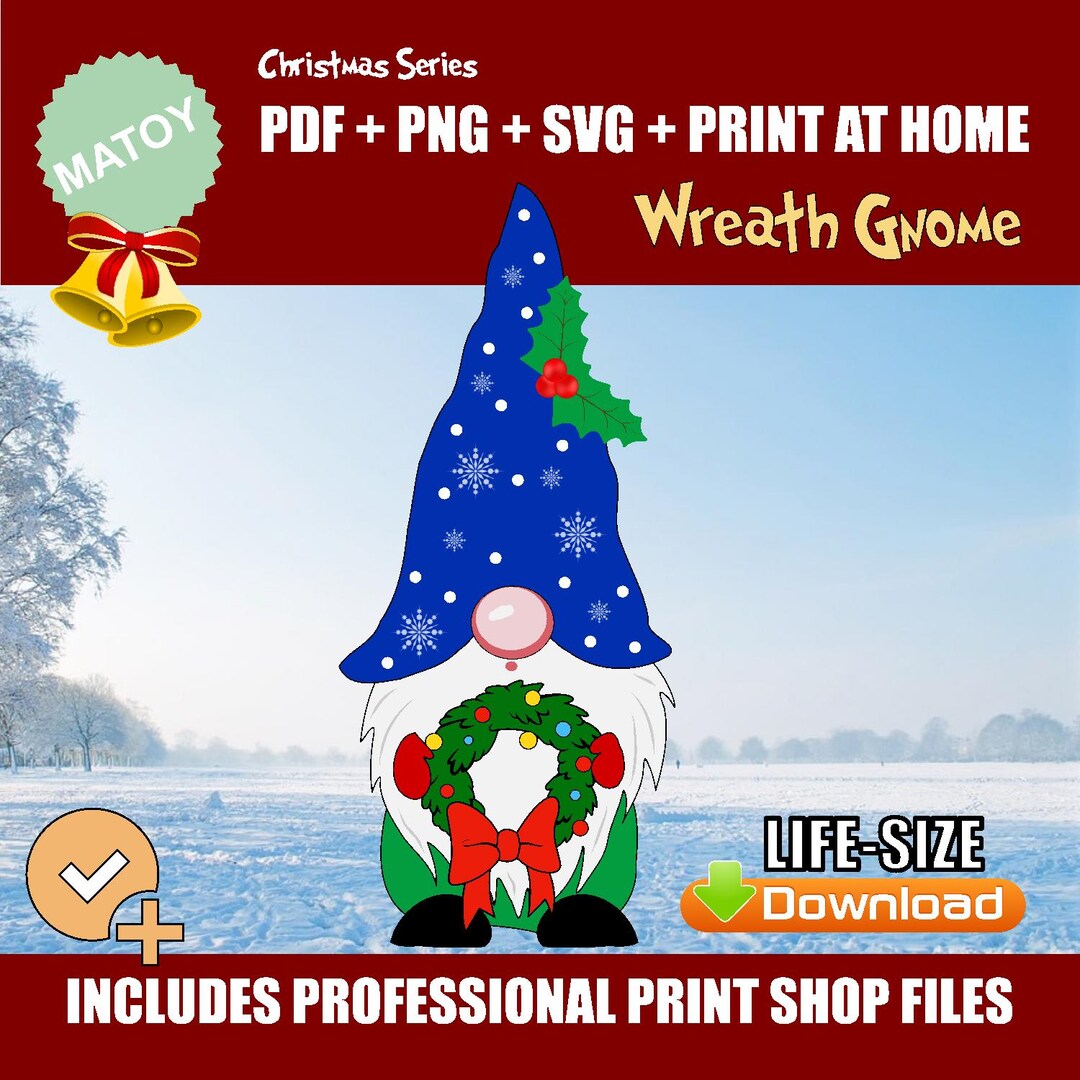 Christmas Gnome & Wreath Yard Art Pattern | Full-color Printable ...