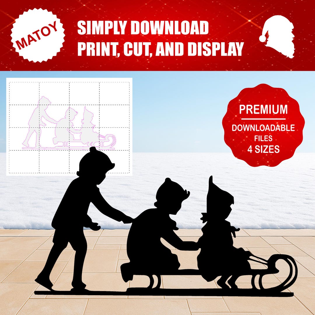 Christmas Kids Sledding Party Wall Decor | Printable Life-size ...