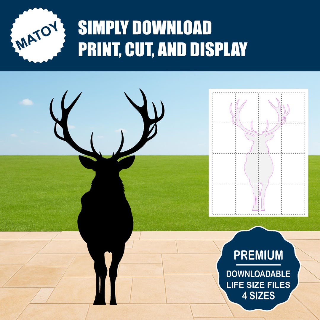 Buck Deer Silhouette Template | Life-size Cutout for Rustic Decor ...