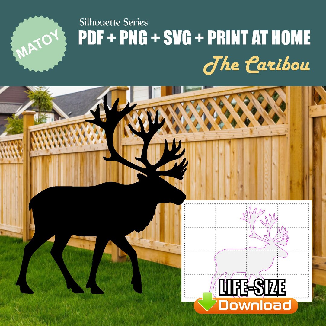 Caribou Walking Large Yard Art Pattern | Trace & Cut Silhouette Stencil ...