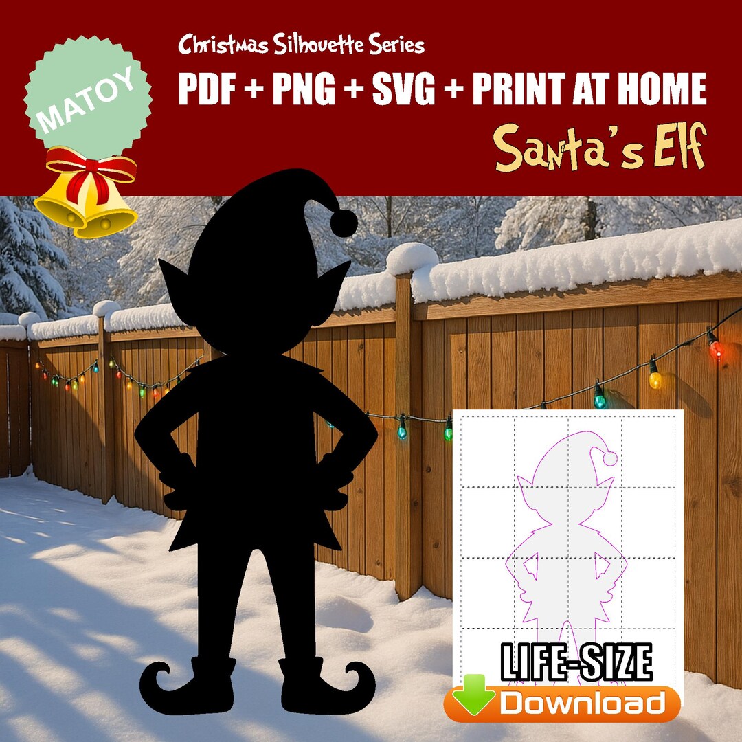 Christmas Elf Life Size Yard and Wall Pattern | Trace & Cut Silhouette ...