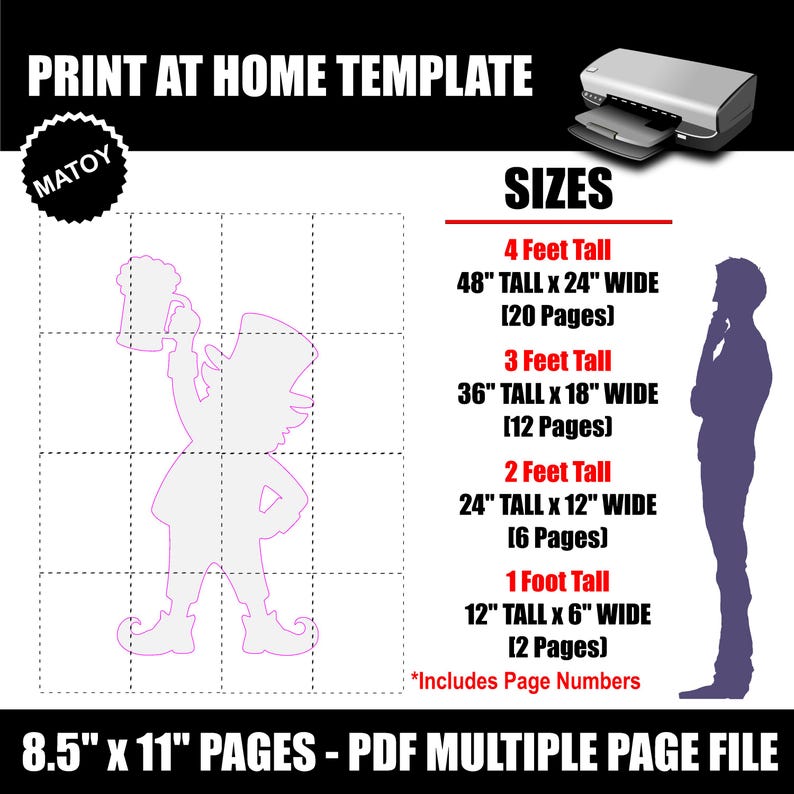 Leprechaun Silhouette Template | St. Patrick's Day Wall and Yard Decor ...