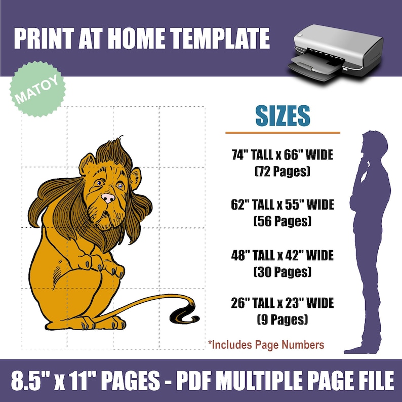 Cowardly Lion Printable Template | Wizard of Oz DIY Decor (digital ...