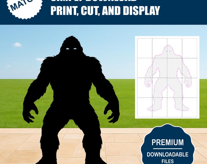 Digital Paper Silhouette Template , Life Size Bigfoot , 8 Ft Sasquatch ...