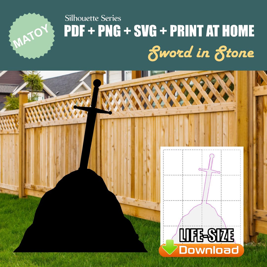 Sword in Stone Yard Art Pattern | Trace & Cut Silhouette Stencil ...