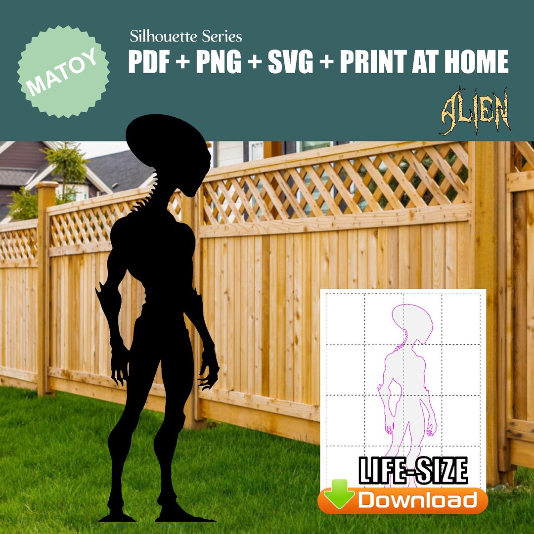 Alien Yard Art Pattern | Trace & Cut Silhouette Stencil | Outdoor DIY ...