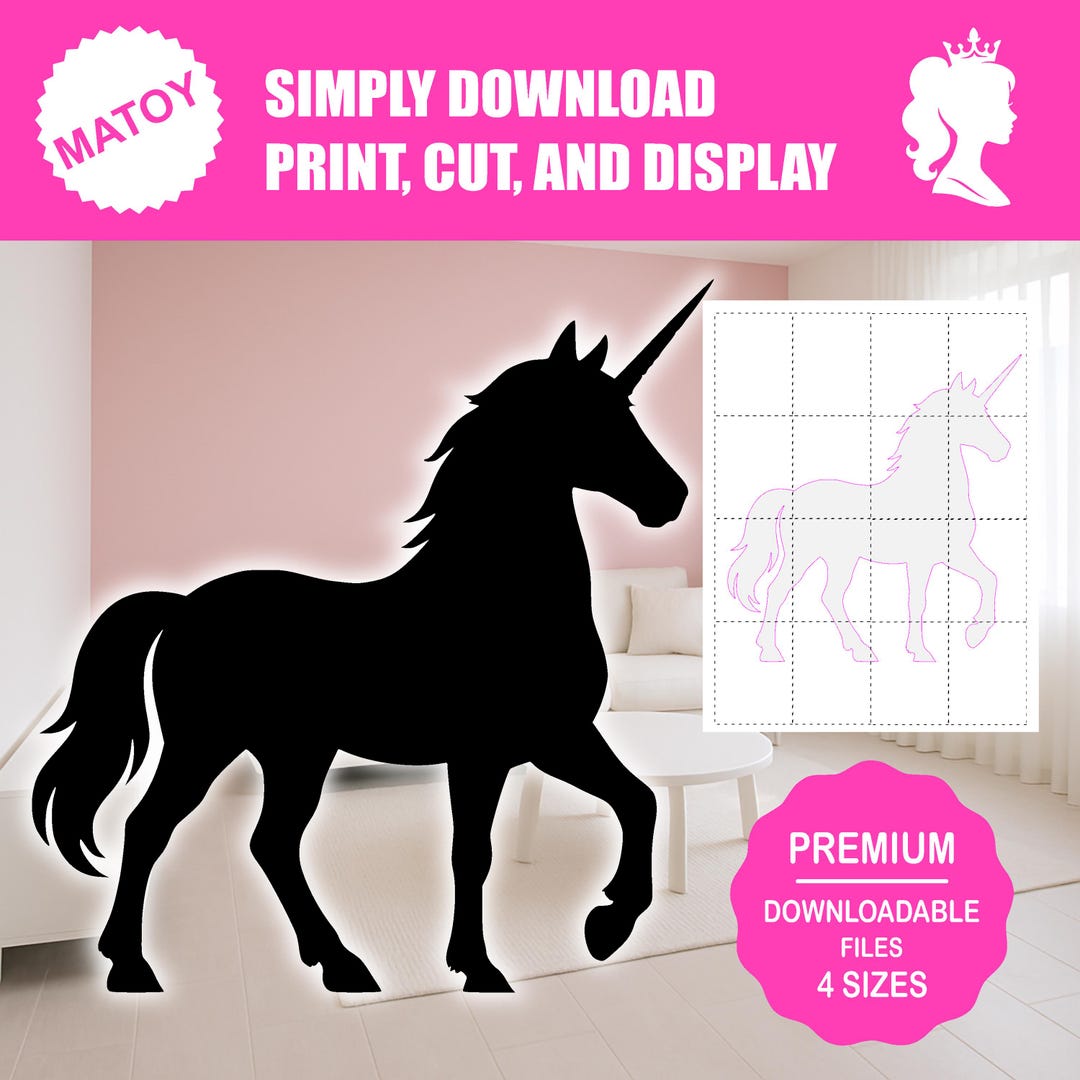 Unicorn Silhouette Template | Life-size Cutout Pattern (digital ...