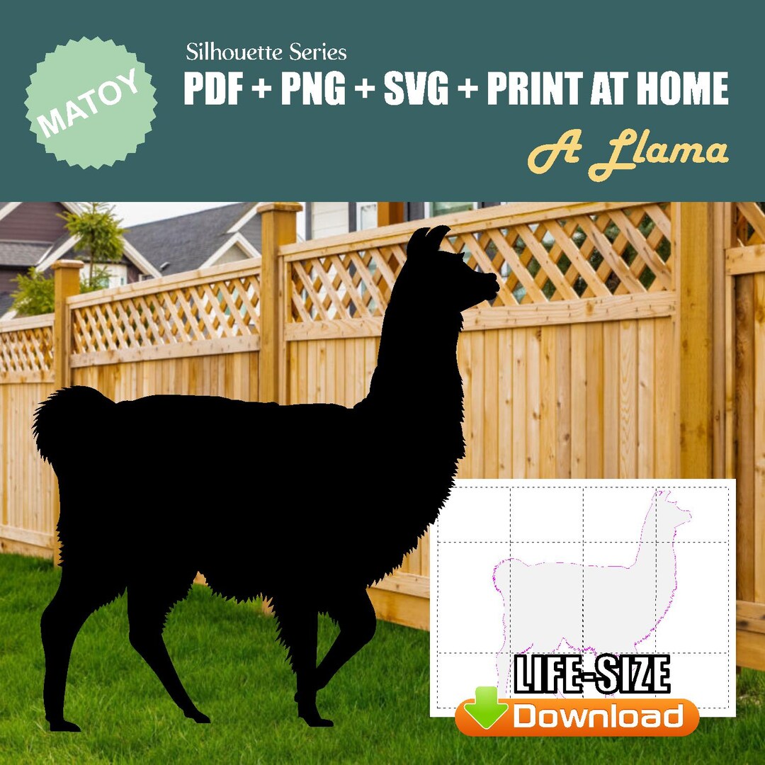 Llama Alpaca Farm Party and Wall Decor | Printable Life-size Silhouette ...