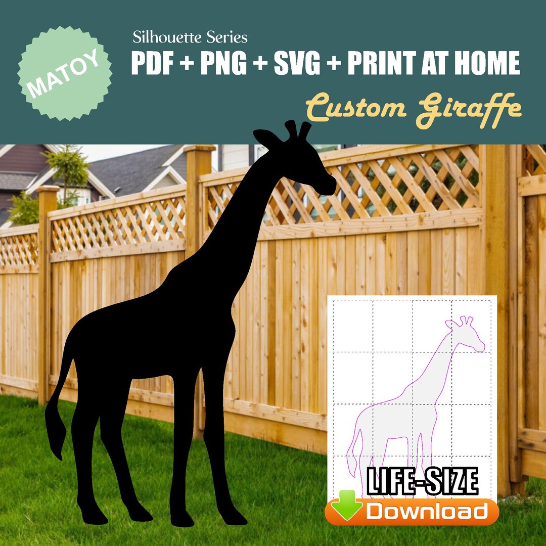 Custom Giraffe Yard Art Pattern Trace & Cut Silhouette Stencil Outdoor ...