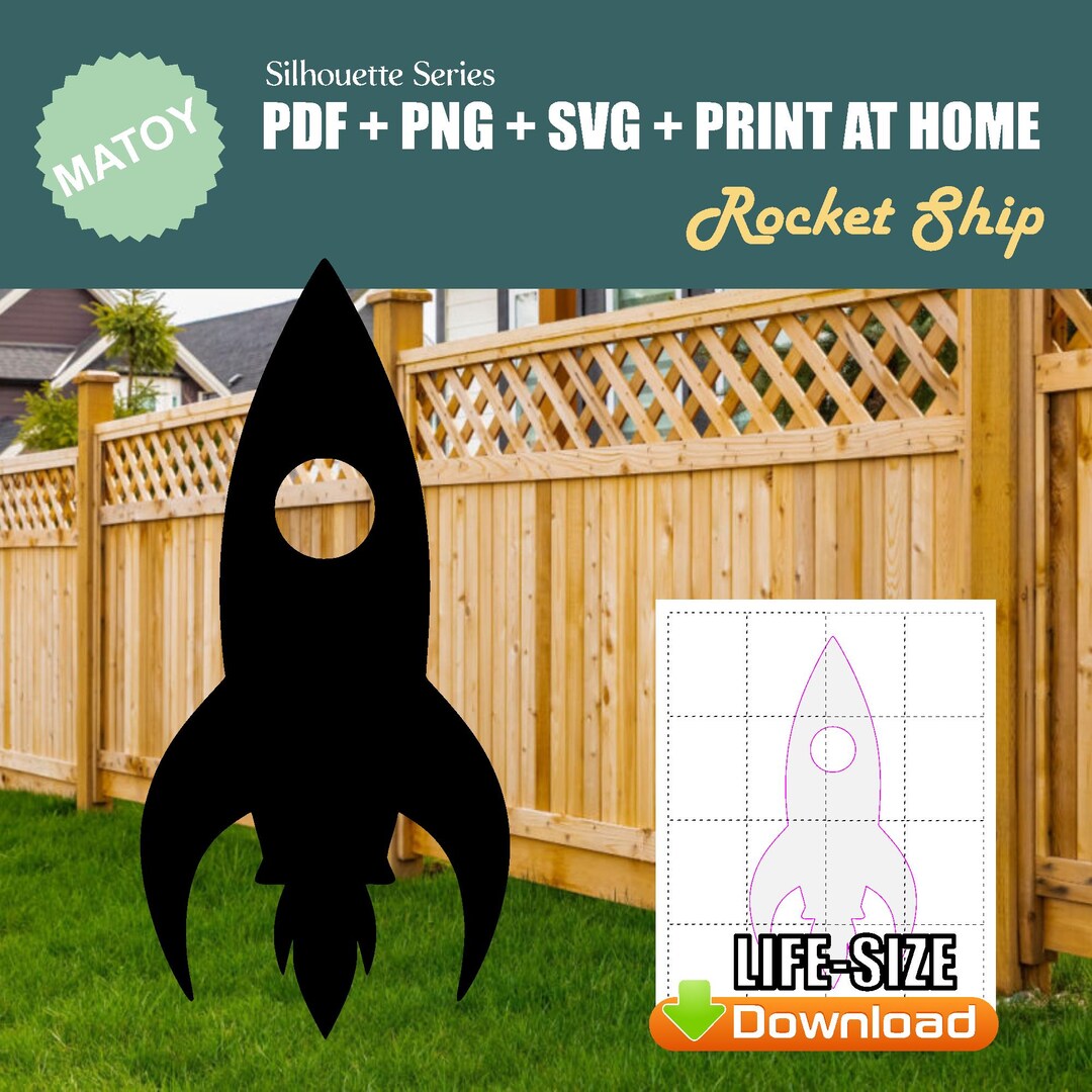 Rocket Ship Wall and Yard Art Pattern | Trace & Cut Stencil Template ...