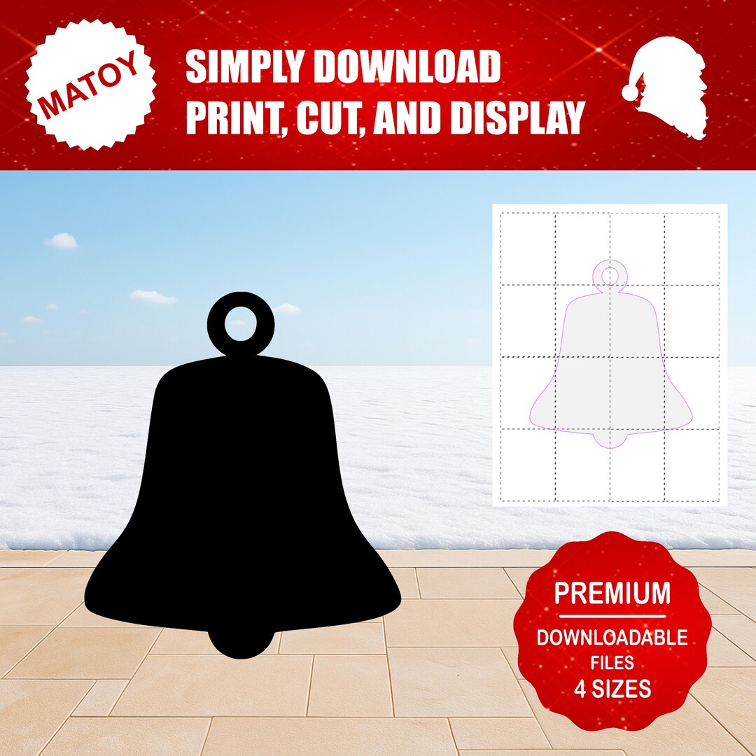 Christmas Bell Wall Decor | Printable Life-size Silhouette | Trace ...