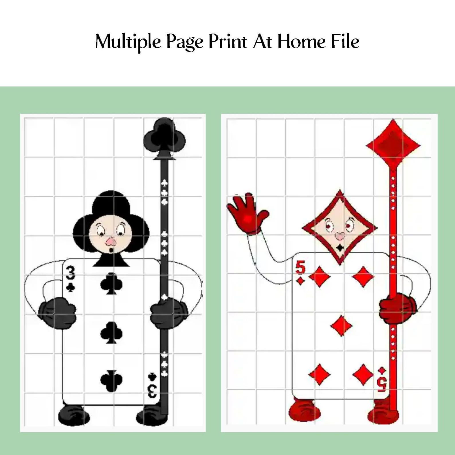 Alice in Wonderland Guard Cards Printable Lawn Decor Wall Decor Vector ...