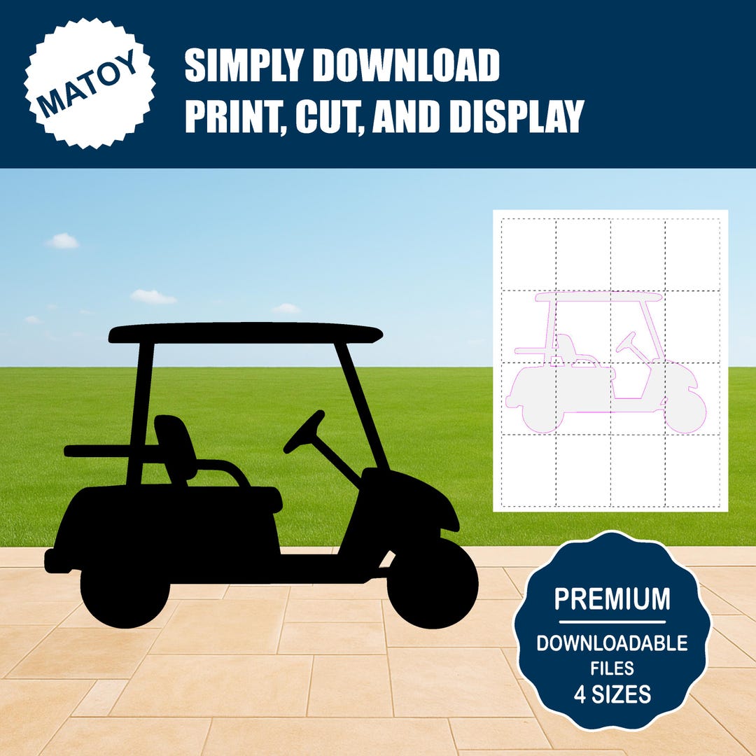 Golf Cart Silhouette Template | Printable Yard Art (digital Download ...