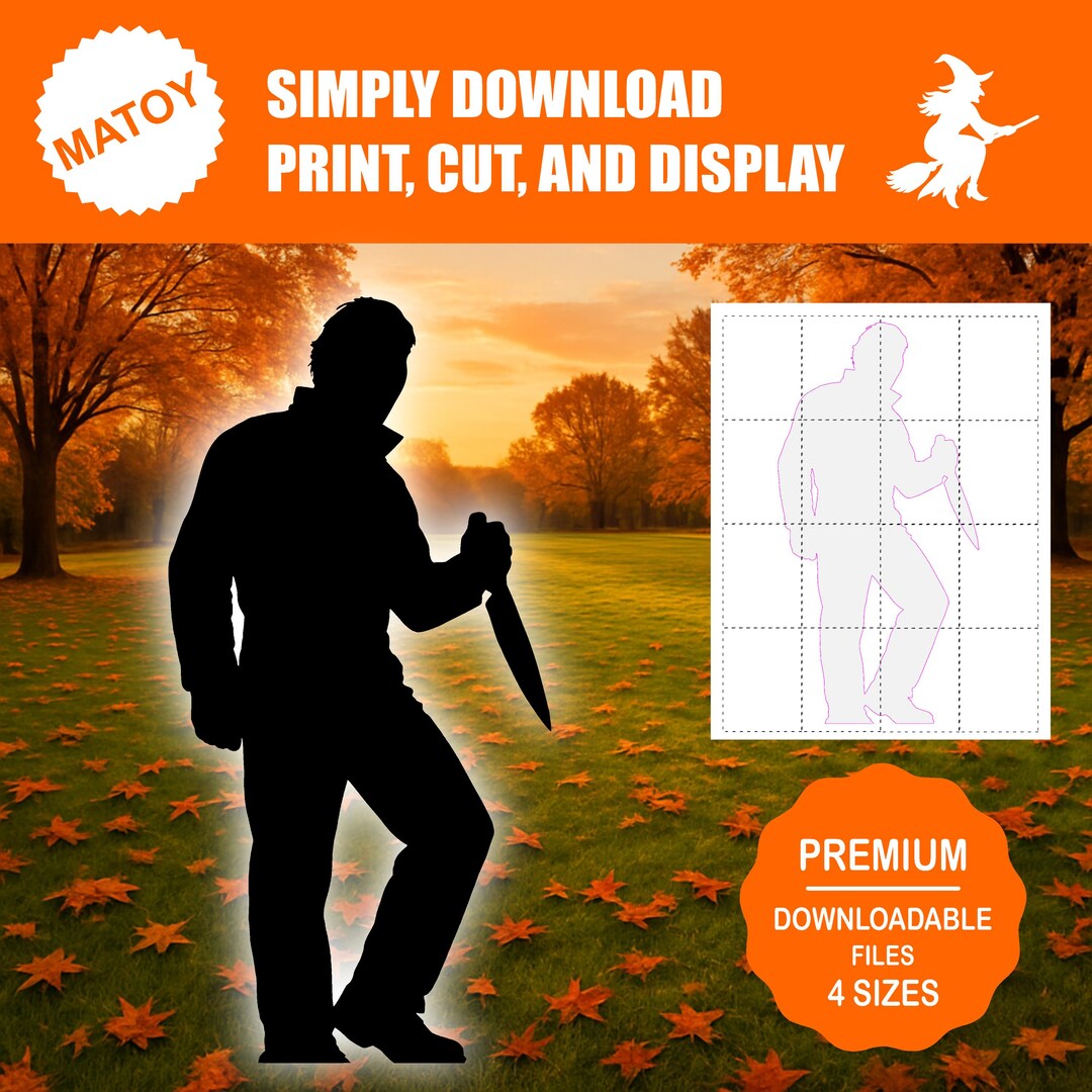 Masked Stalker Silhouette Template | Halloween Yard Art Decor (digital ...