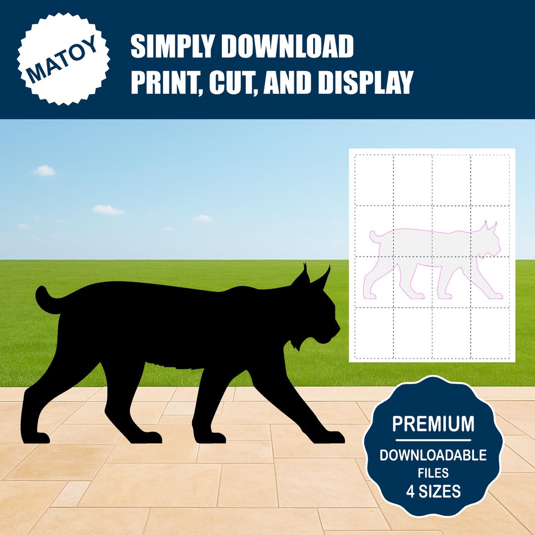 Lynx Silhouette Printable | Walking Wild Cat Yard & Wall Decor | Safari ...