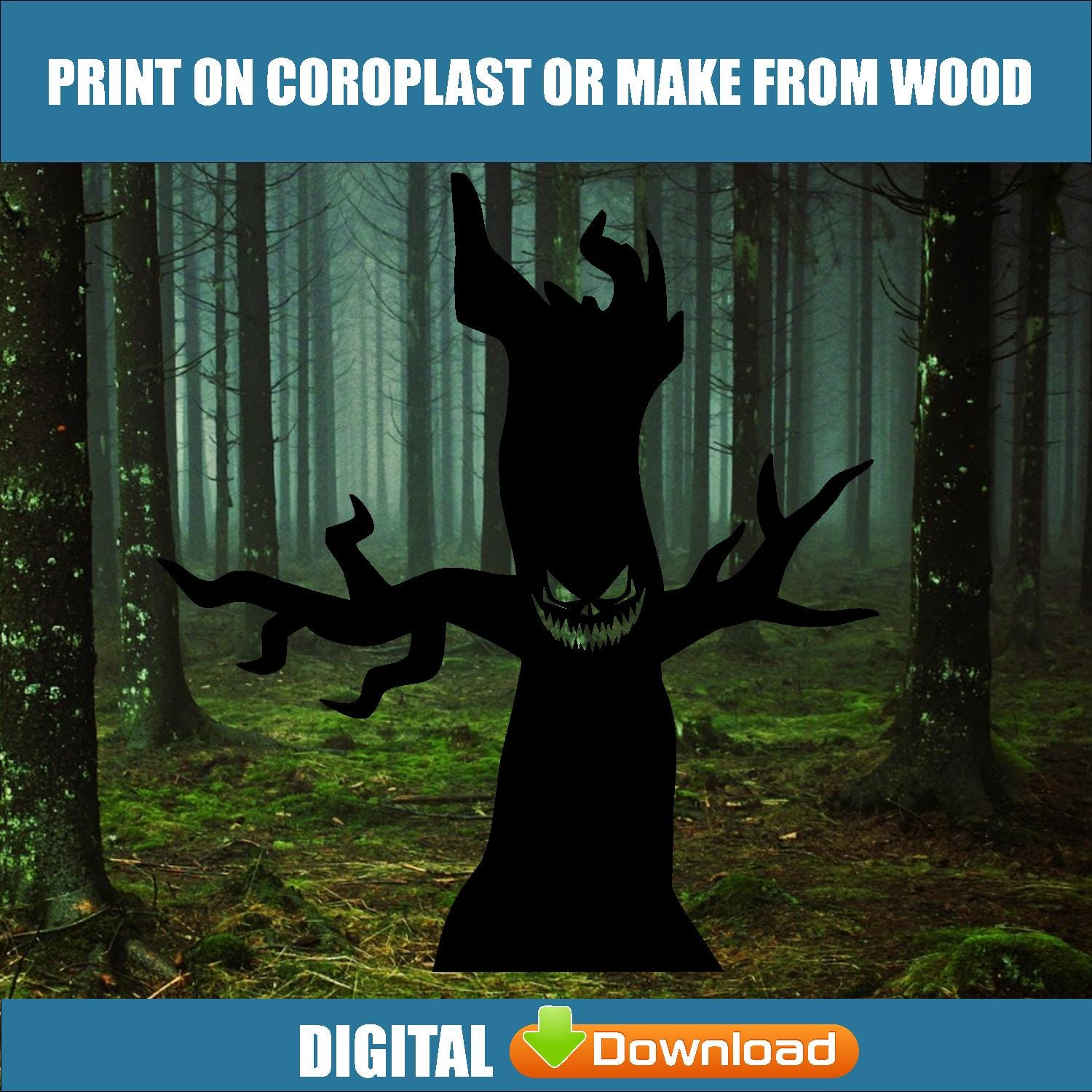 Spooky Scary Tree Yard Art Pattern | Trace & Cut Silhouette Stencil ...