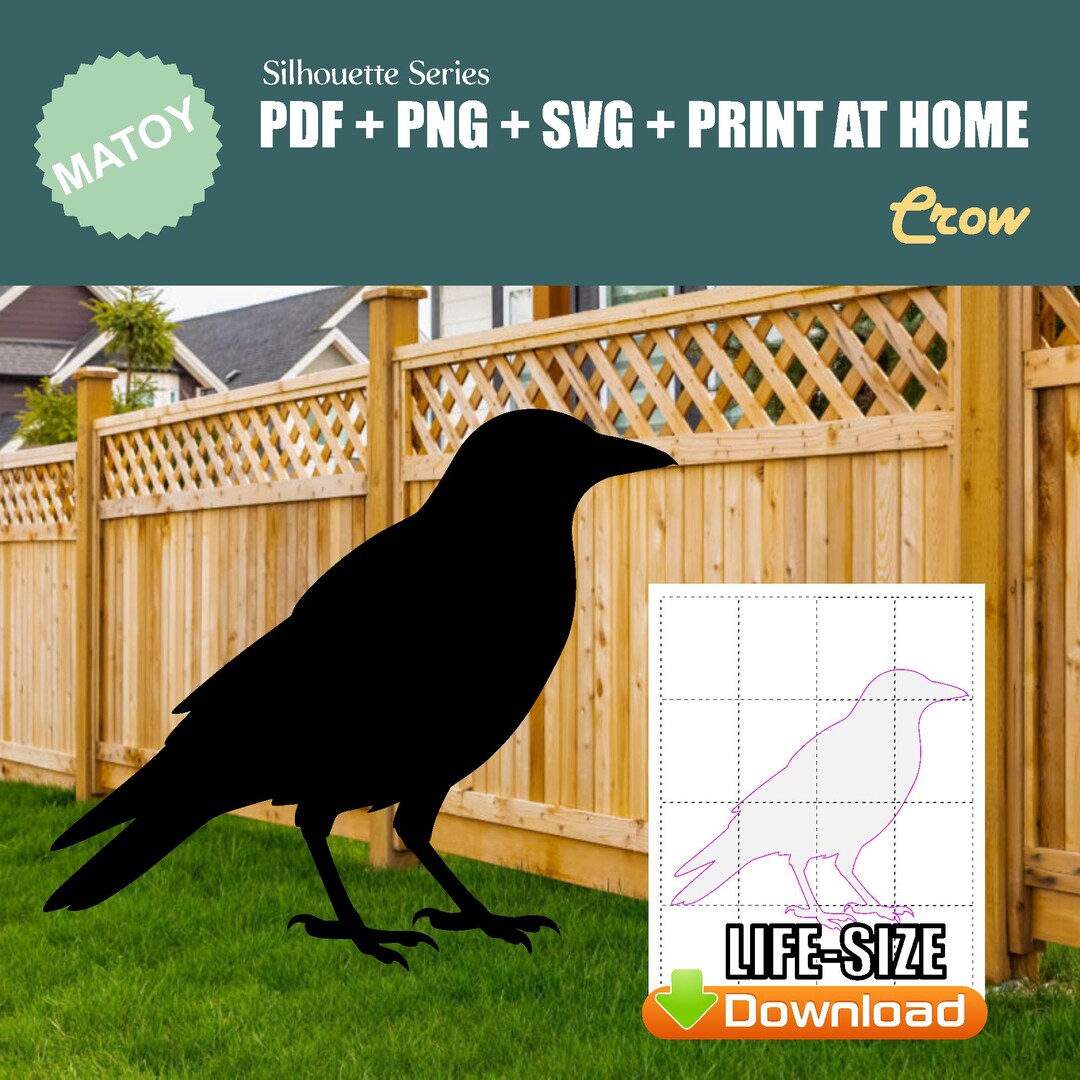 Crow Silhouette Template | Halloween, Farmhouse Decor (digital Download ...
