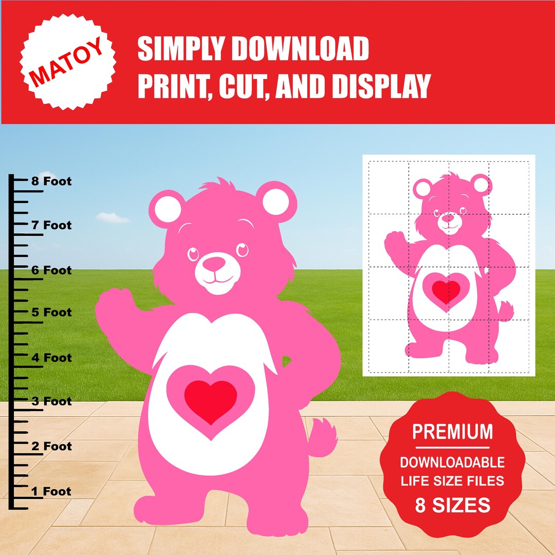 Valentines Day Teddy Bear Printable | Wall and Yard Art Template ...