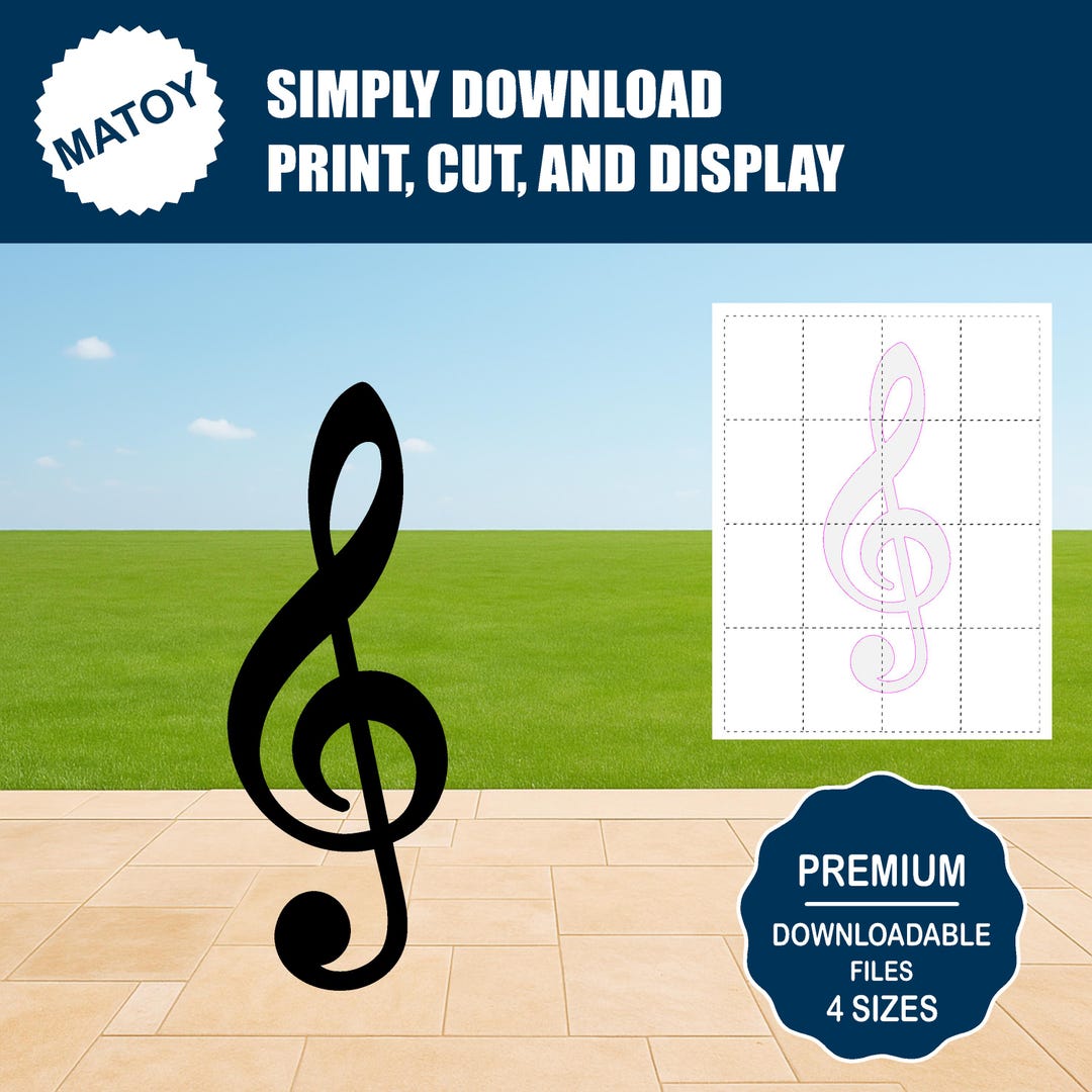 Treble Clef Silhouette Pattern | DIY Yard Art, Garden Decor (digital ...