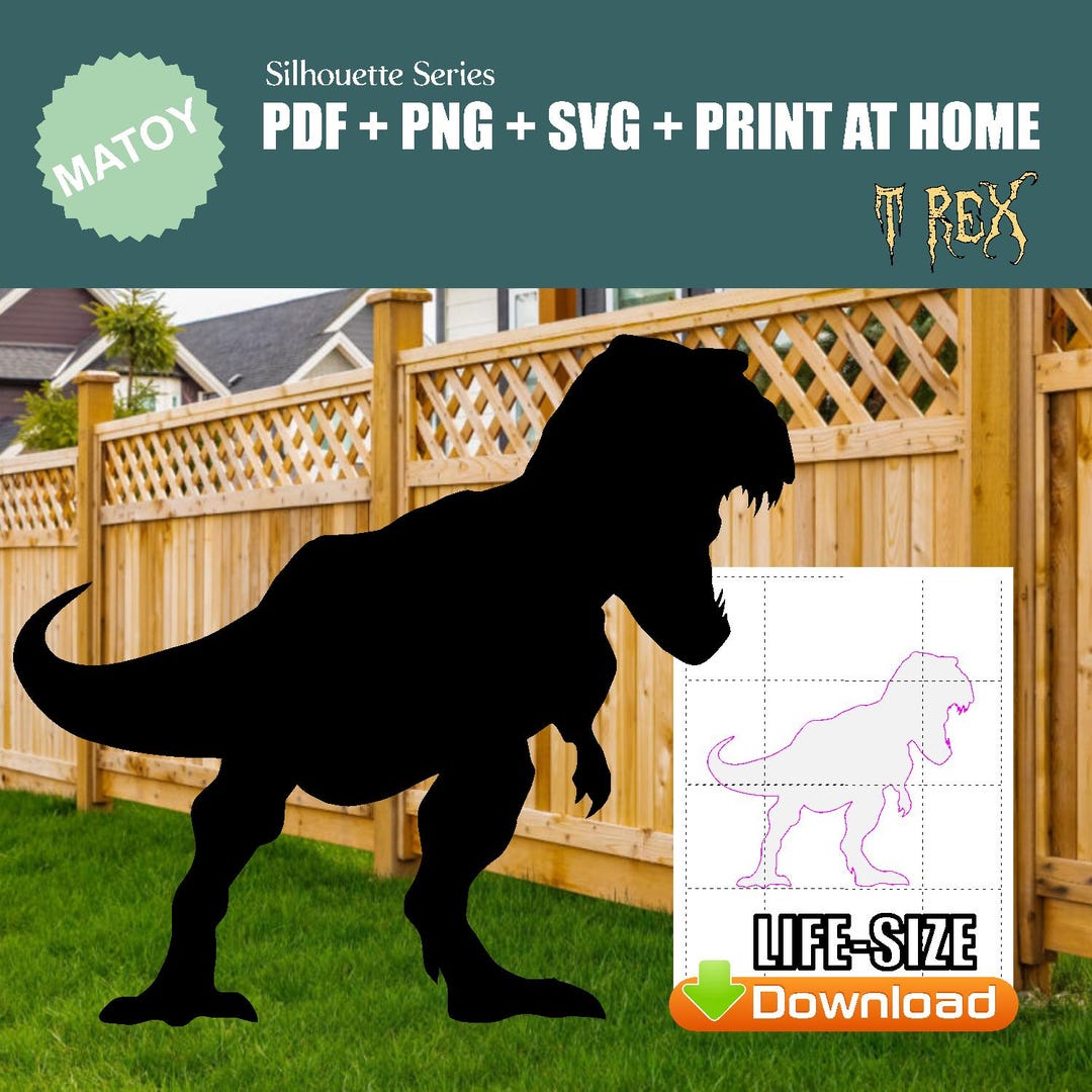 T-rex Dino Party and Wall Decor | Printable Life-size Silhouette ...