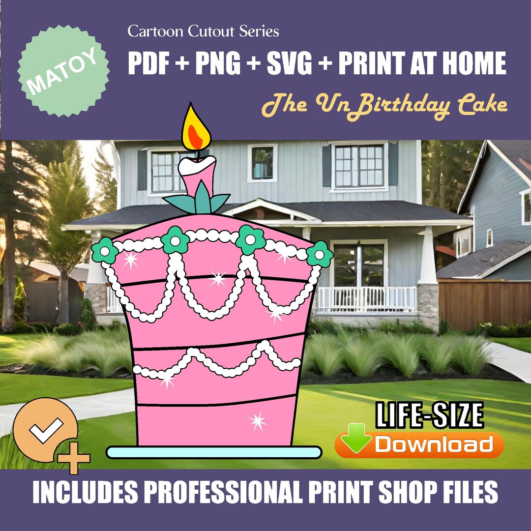 Alice in Wonderland Unbirthday Cake Template | Full-color Printable ...