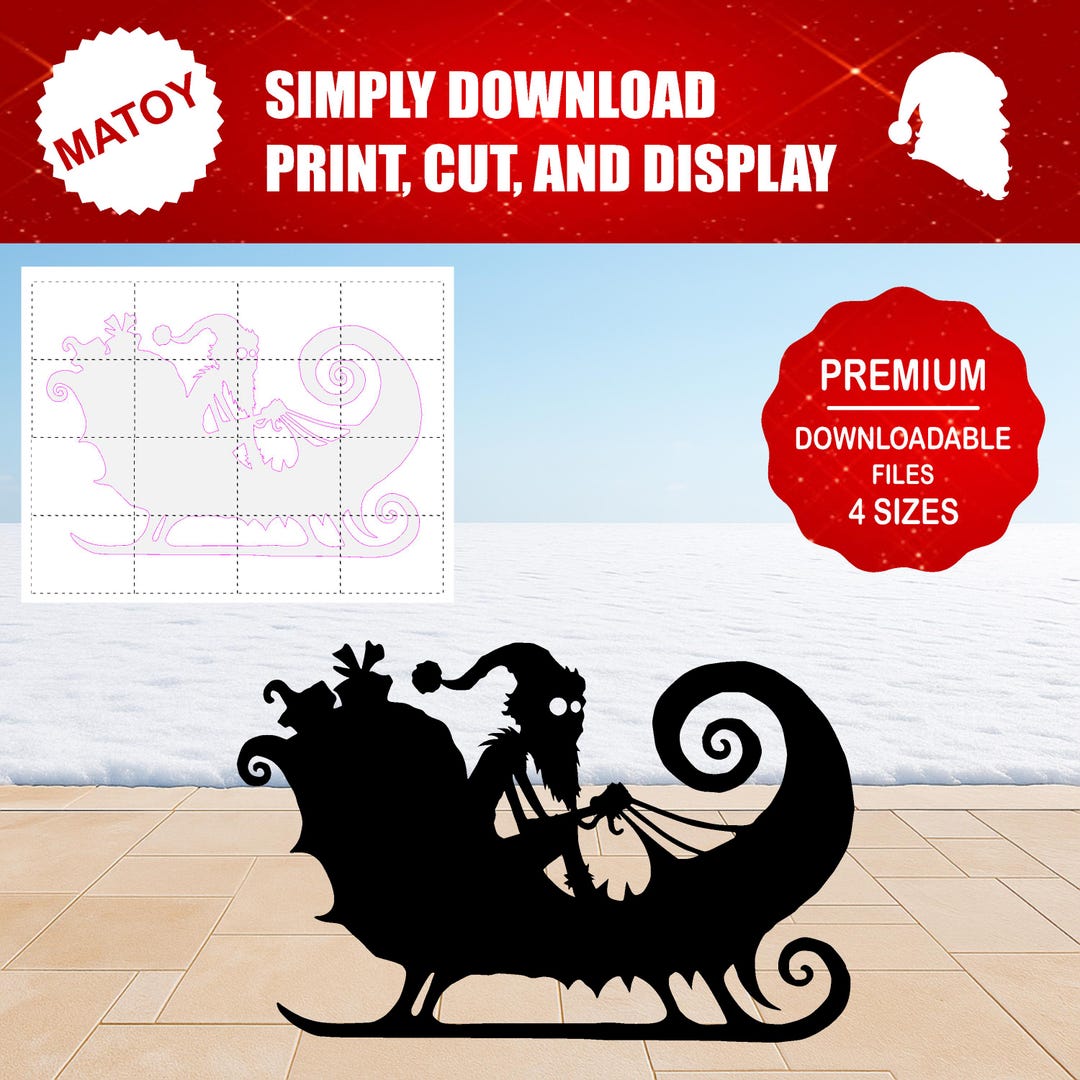 Goth Santa Sleigh Silhouette Template | Yard Art, Event Display ...