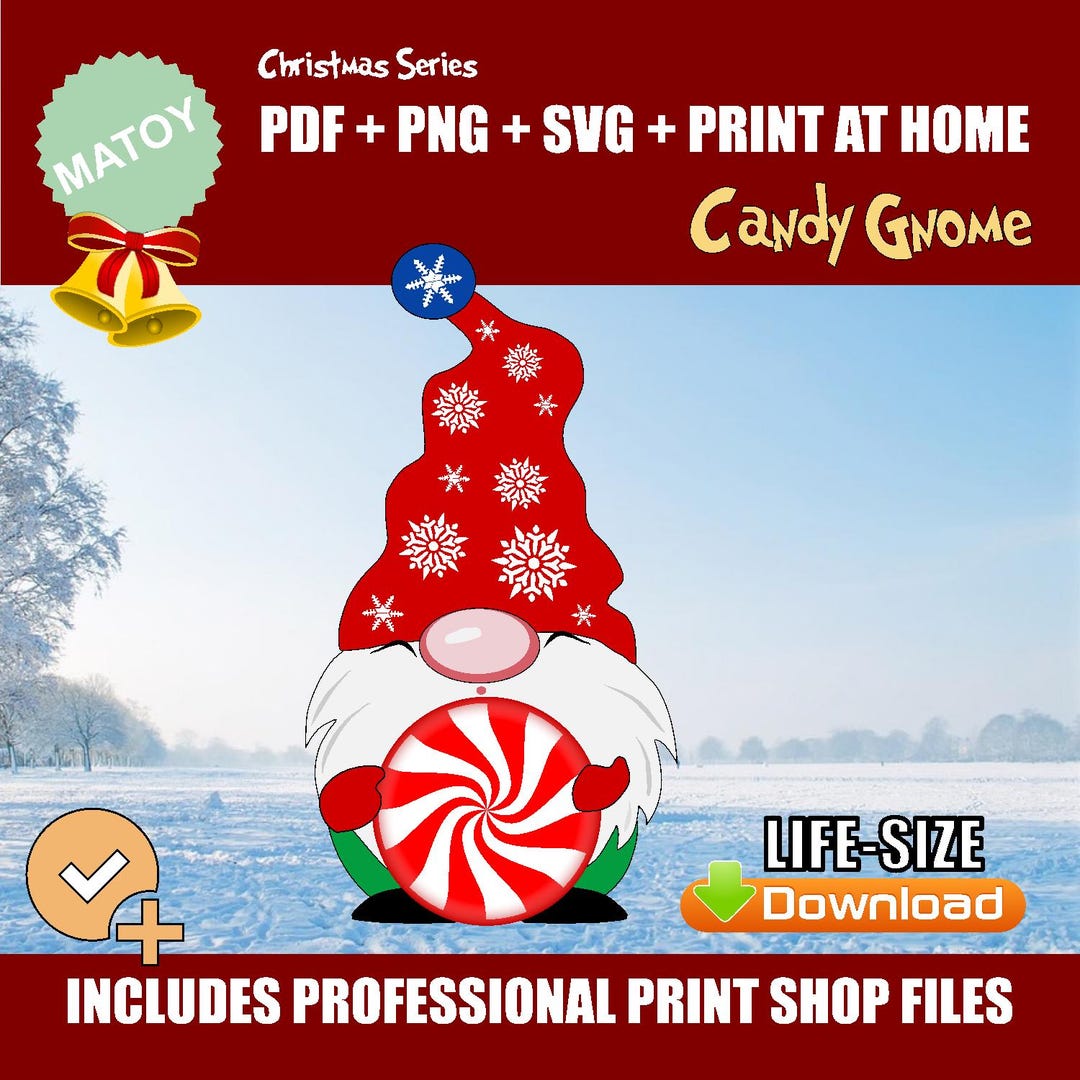 Christmas Candy Gnome Yard Art Pattern | Full-color Printable ...