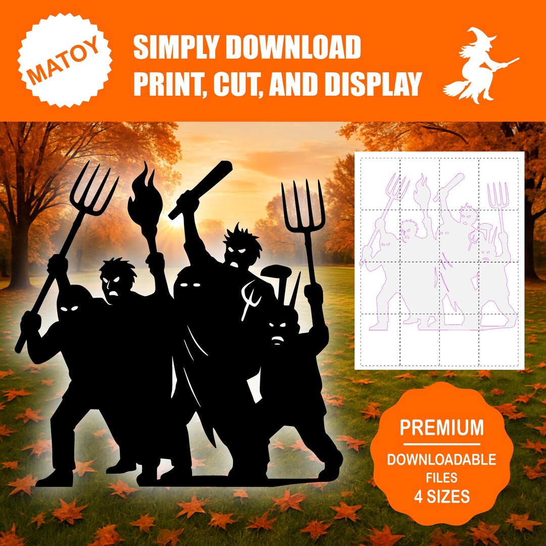 Angry Mob Silhouette | Halloween Horror Decor (printable Template) - Etsy