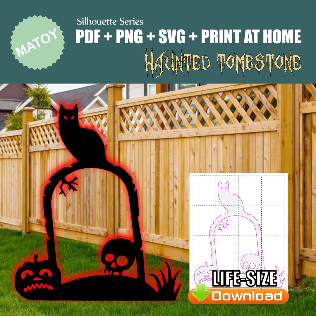 Haunted Tombstone Party and Wall Decor | Printable Life-size Silhouette ...