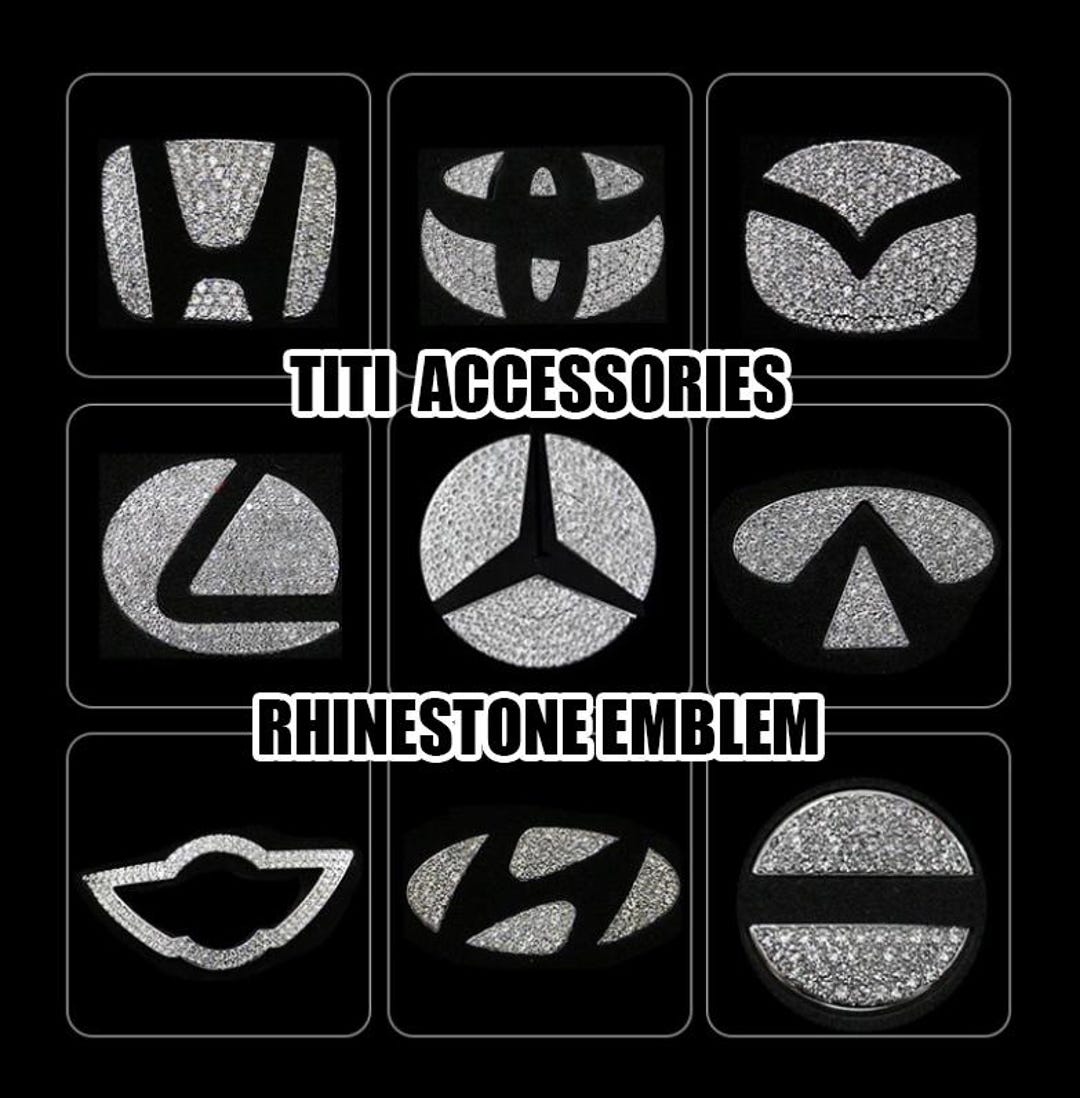 Car Steering Wheel Emblem 3D Rhinestone Logo Sticker With Diamond ...