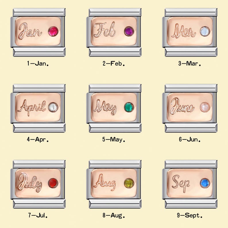 Twelve Months Birthstones Italian Charm Bracelet \ Italian Charms ...