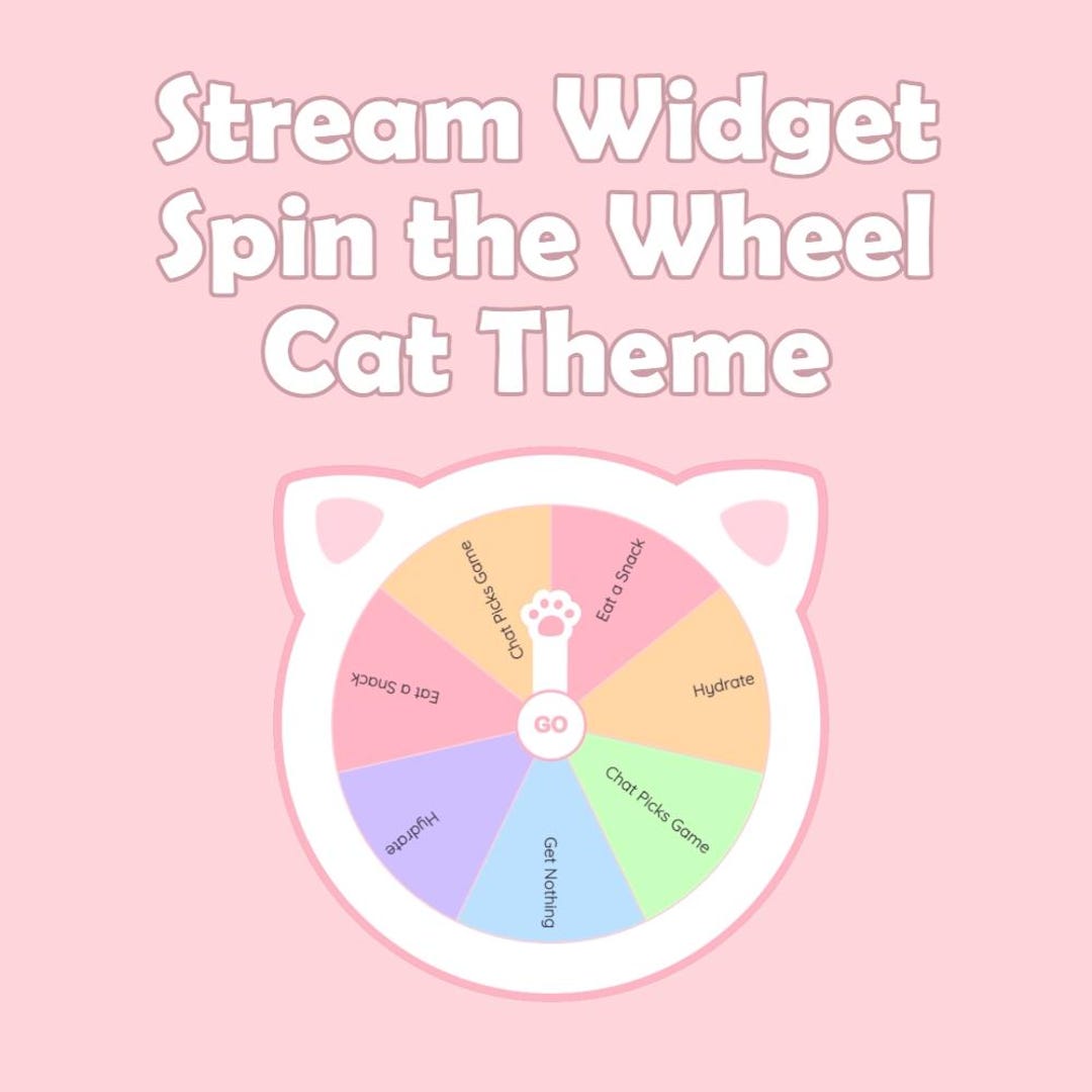 Cat Theme Wheel Spin Widget | Roulette Spin | Customizable Subathon ...