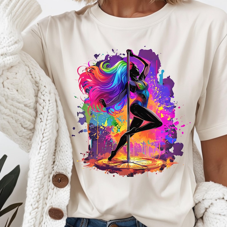 Colorful Pole Dance PNG, Neon Pole Dance PNG, Sublimation Design, Pole ...