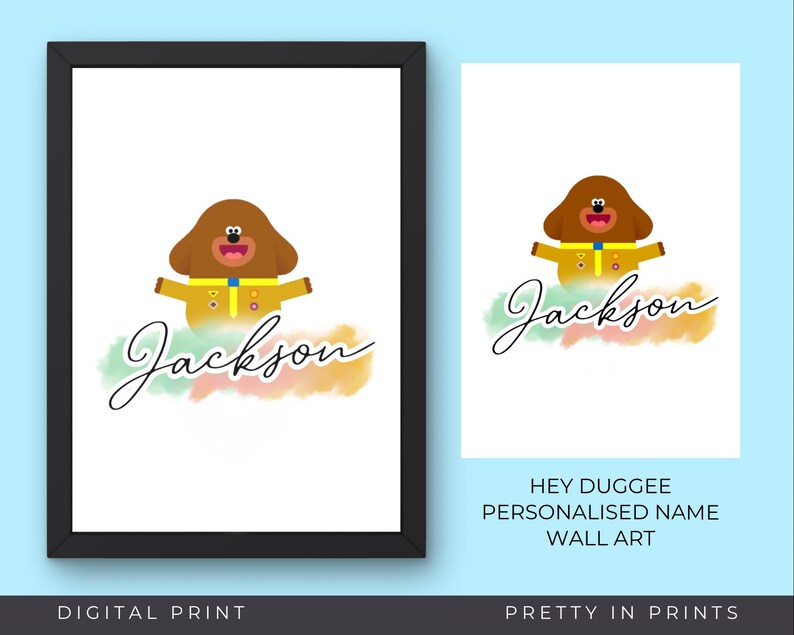 Hey Duggee Personalised Name Wall Art Print - Etsy