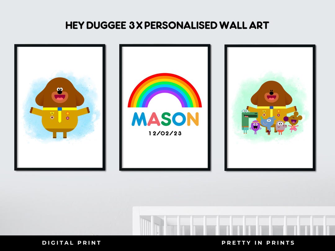 Hey Duggee Personalised Wall Art | Room Decor | Hey Duggee - Etsy