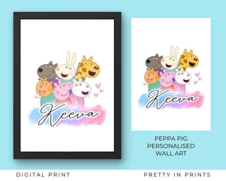 Peppa Pig Personalised Name Wall Art Print Customised - Etsy