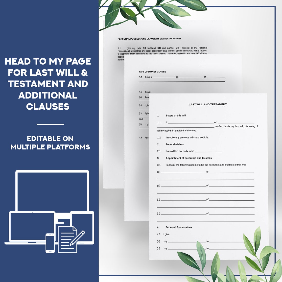 Property Trust Clause - Last Will and Testament Template UK - Compliant ...