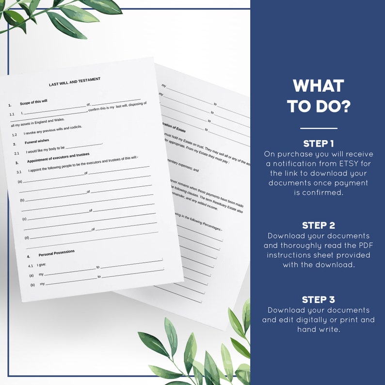 Last Will and Testament Template UK - Compliant With the Law in England ...