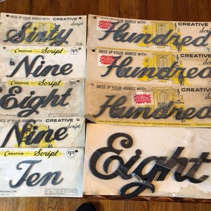 Vintage House Address Numbers NIP Mid Mod Cursive Words Creative Script ...
