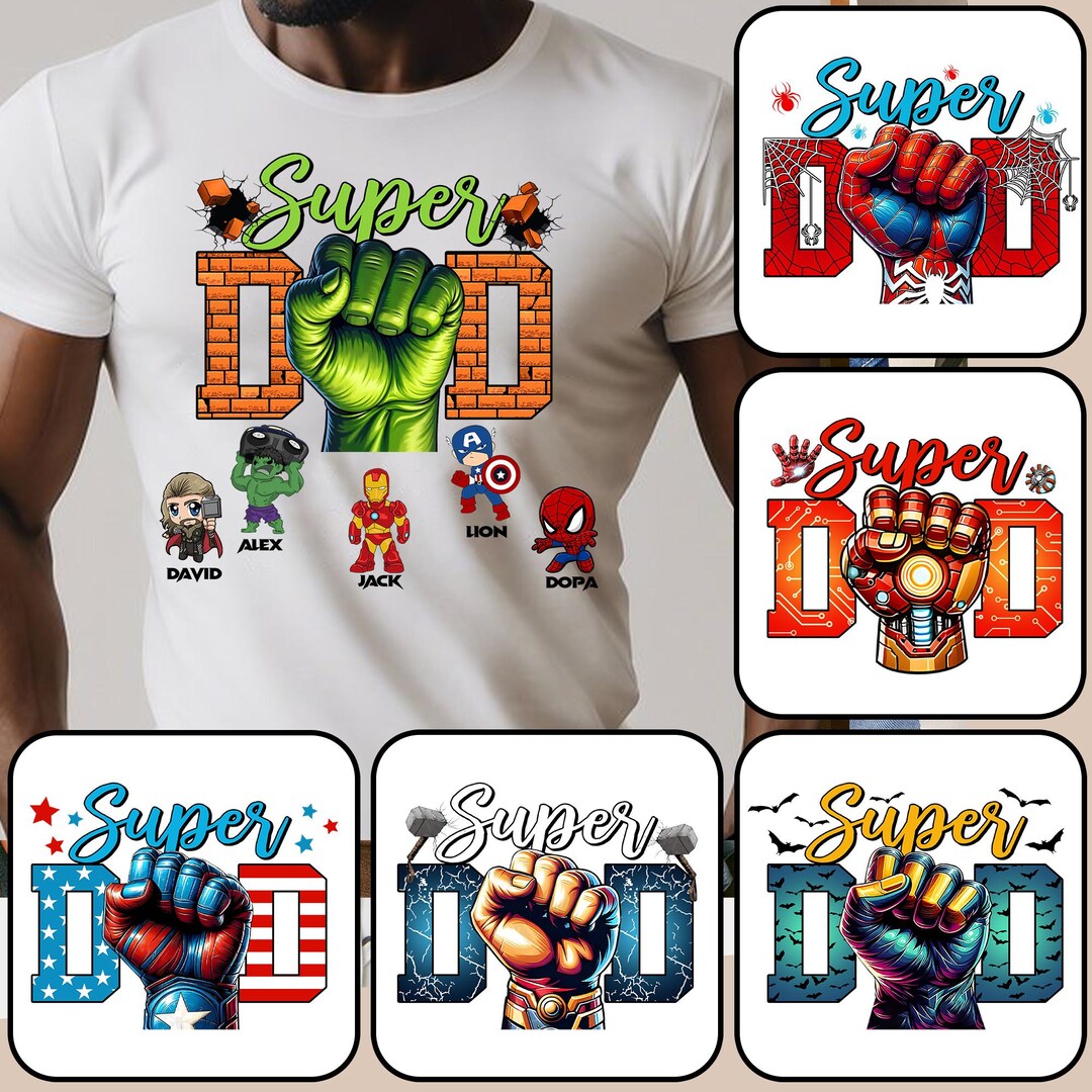 Personalized Superhero Dad Fist Bump Png, Super Dad Fist Bump Set Png ...