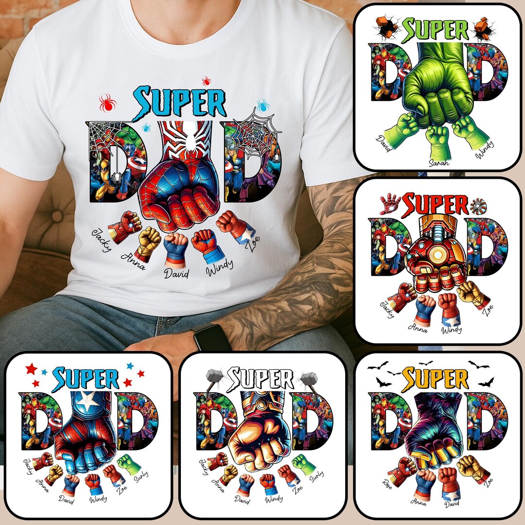 Personalized Superdad Fist Bump Set Png, Superhero Dad Fist Bump Png ...